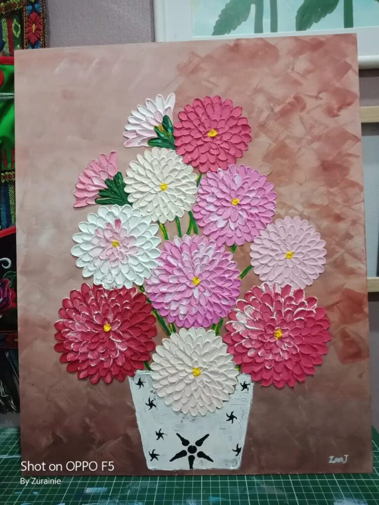 Guna plaster siling buat lukisan pisau