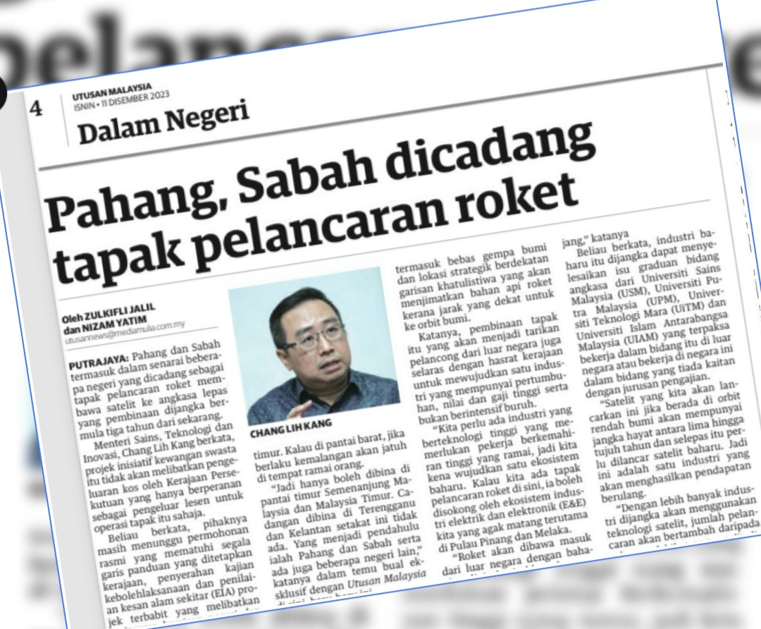 Sabah ambil langkah awal jadi tapak pelancaran roket