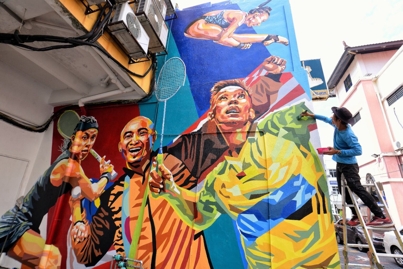 Lukisan mural atlet negara di Lorong Seni Seremban