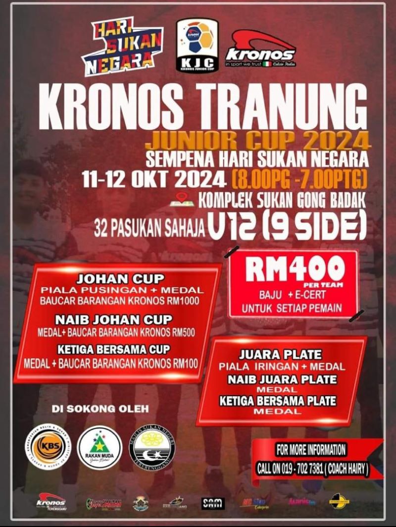 Edisi ketiga Kronos Tranung Junior Cup tampil kategori baharu