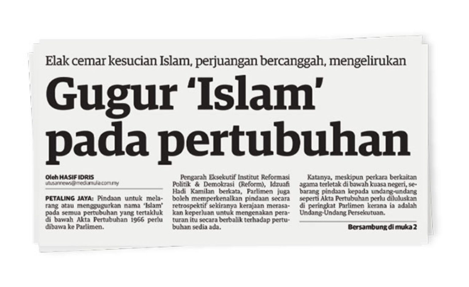 Eksklusifkan guna nama ‘Islam’