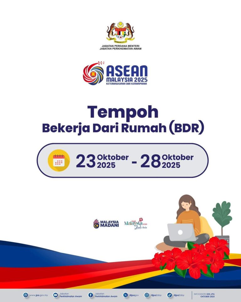 Penjawat awam kerja dari rumah sempena Sidang Kemuncak ASEAN