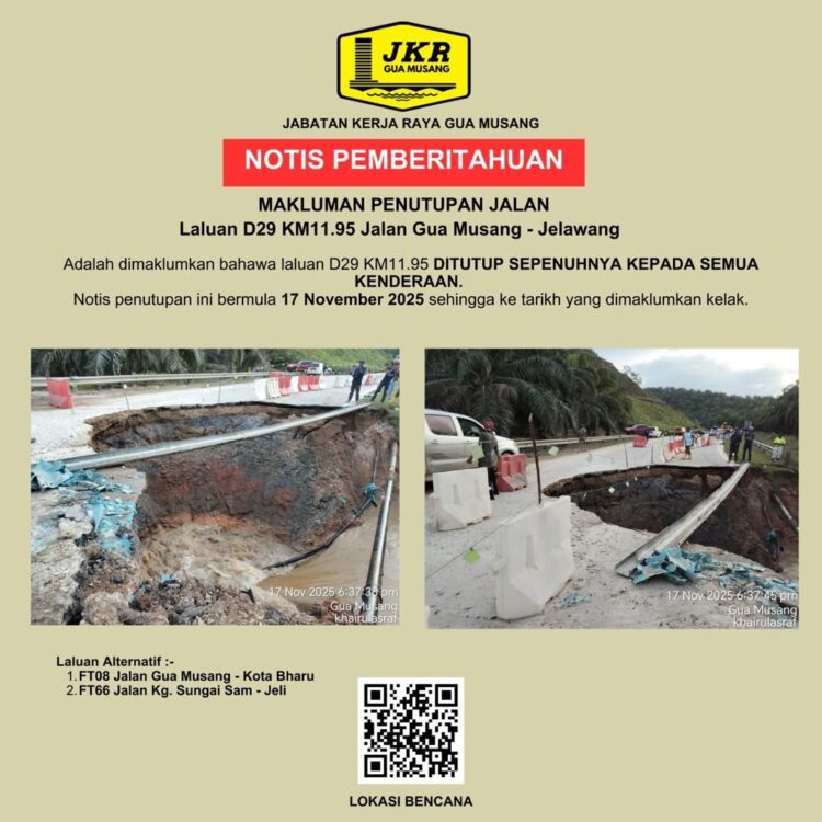 Jalan runtuh, laluan Gua Musang-Jelawang di sini ditutup - Utusan Malaysia