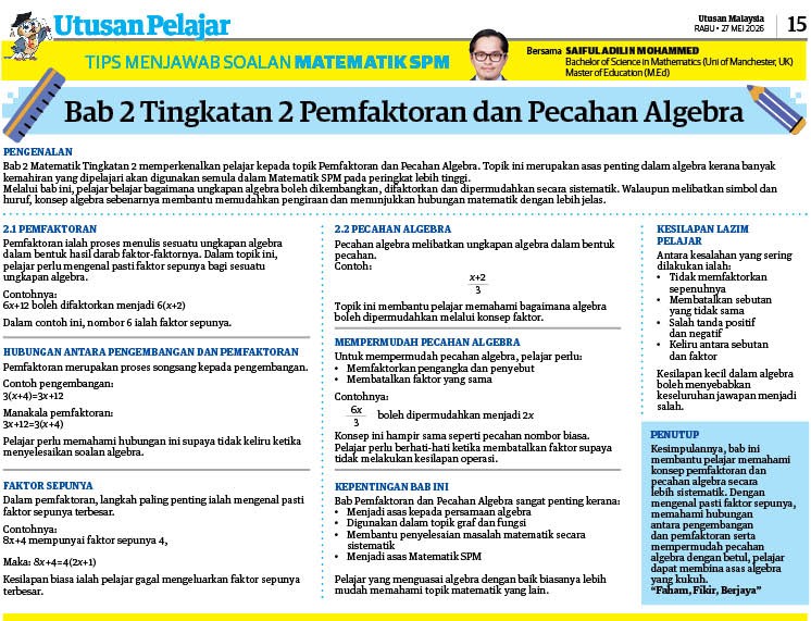 Tips Menjawab Soalan MATEMATIK SPM (Bab 2 Tingkatan 2 Pemfaktoran dan ...