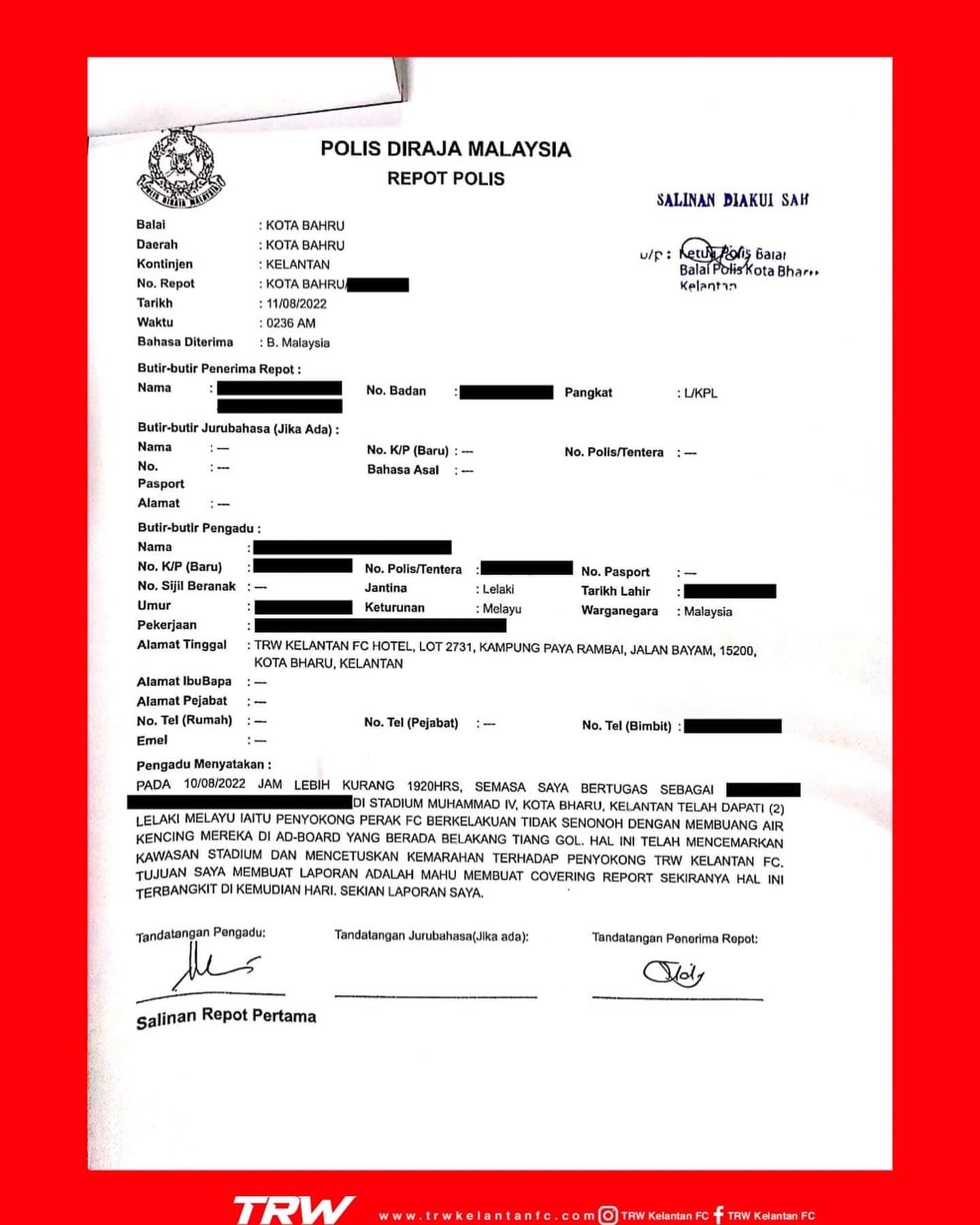 Diugut di media sosial, Perak FC buat laporan polis