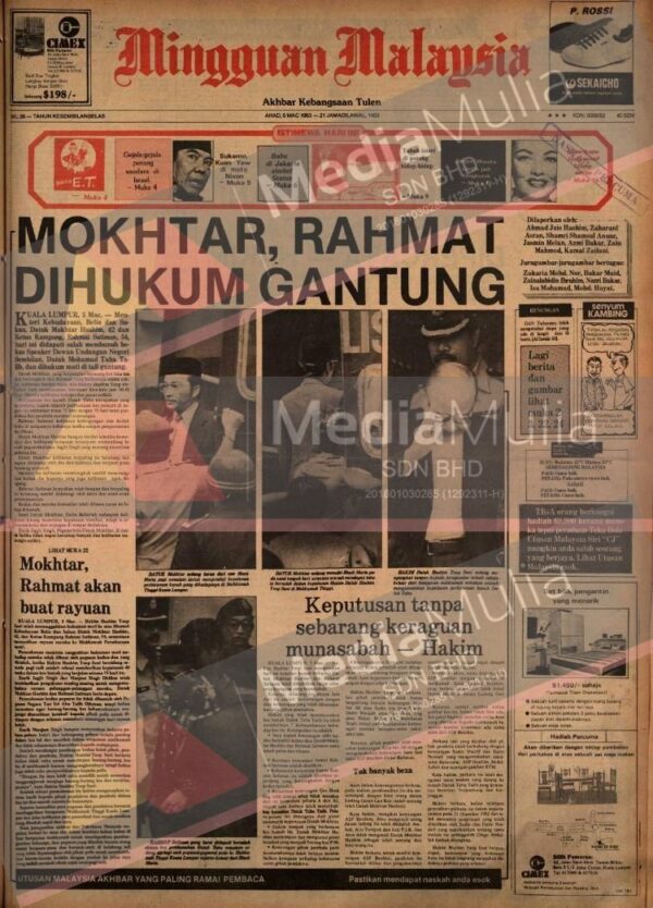 Mokhtar Hashim, Rahmat Satiman ke tali gantung - Utusan Malaysia