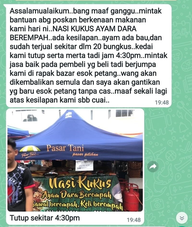 Makanan rosak, peniaga kembalikan wang - Utusan Malaysia